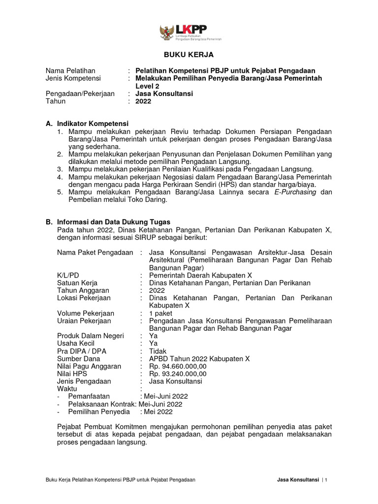 Pelatihan Kompetensi PBJP Pejabat Pengadaan | PDF
