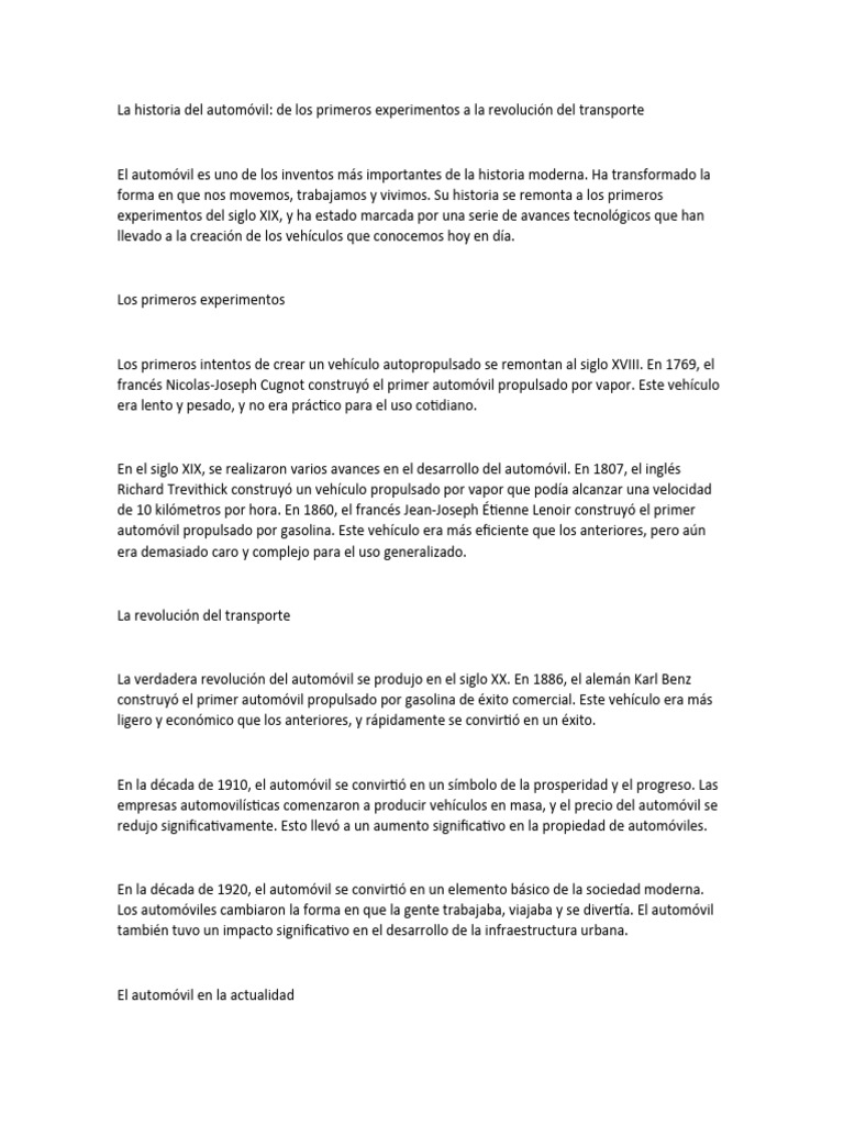 La historia del automóvil | PDF | Coche | Vehículos
