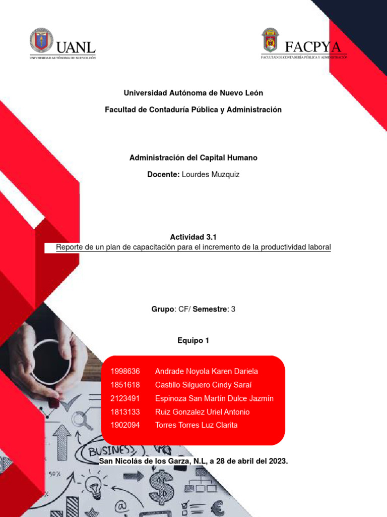 3.1 - Reporte de Un Plan de Capacitación para El Incremento de La Productividad Laboral | PDF ...