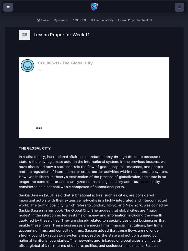 123 - GE3 - Lesson Proper For Week 11 | PDF | Economic Growth | Urbanization