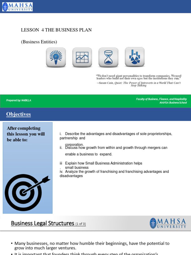 Chapter 4 Business Plan Entities | PDF | Partnership | Sole Proprietorship