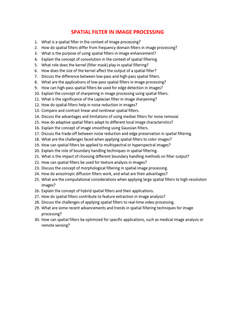 Week 8 What Is A Spatial Filter in The Context of Image Processing | PDF | Filter (Signal ...