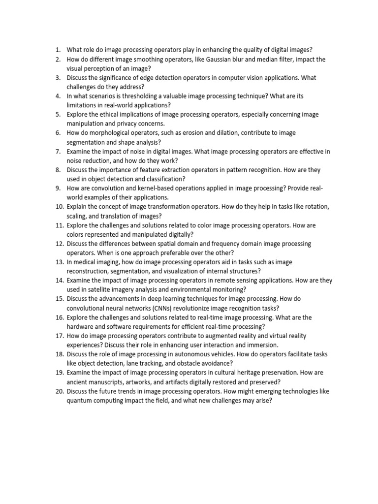 Week 7 Operators What Are The Fundamental Image Processing Operators ...