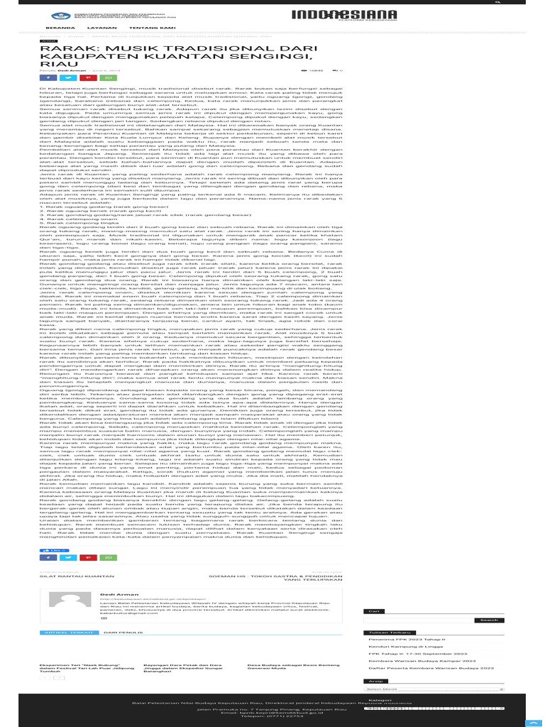 RARAK: MUSIK TRADISIONAL DARI KABUPATEN KUANTAN SENGINGI, RIAU - Balai ...