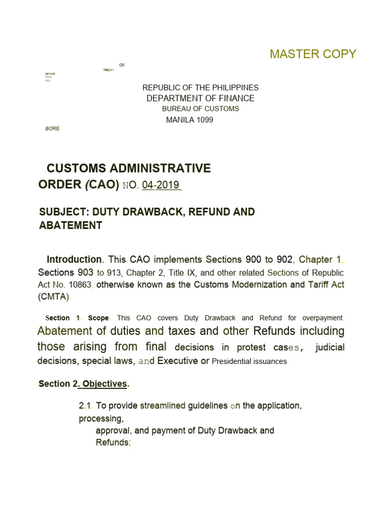 Duty Drawback and Refund Guidelines | PDF | Tax Refund | Receipt