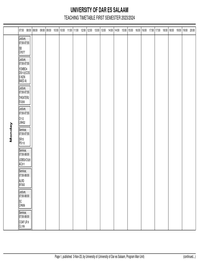 Teaching Timetable First Semester 2023-24 v3 | PDF | Lecture ... Teaching Timetable First Semester 2023-24 v3 | PDF | Lecture ...