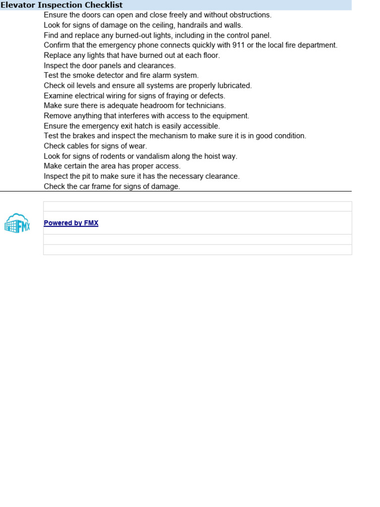 Elevator Inspection Checklist | PDF