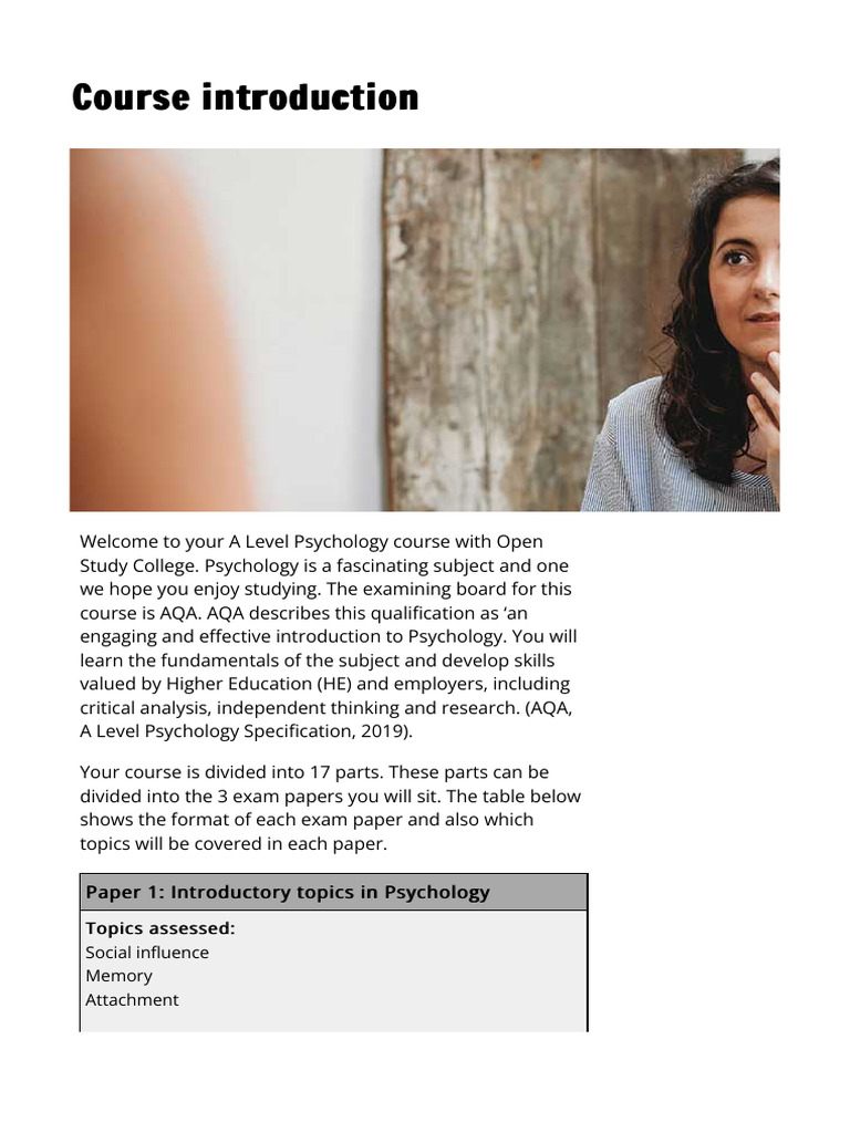 AQA7182 - Course Introduction | PDF | Psychology | Multiple Choice