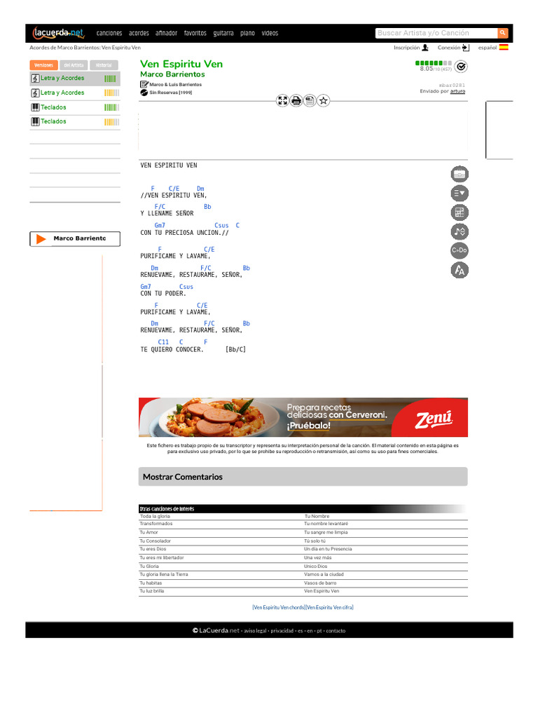 VEN ESPIRITU VEN, Marco Barrientos - Acordes | PDF