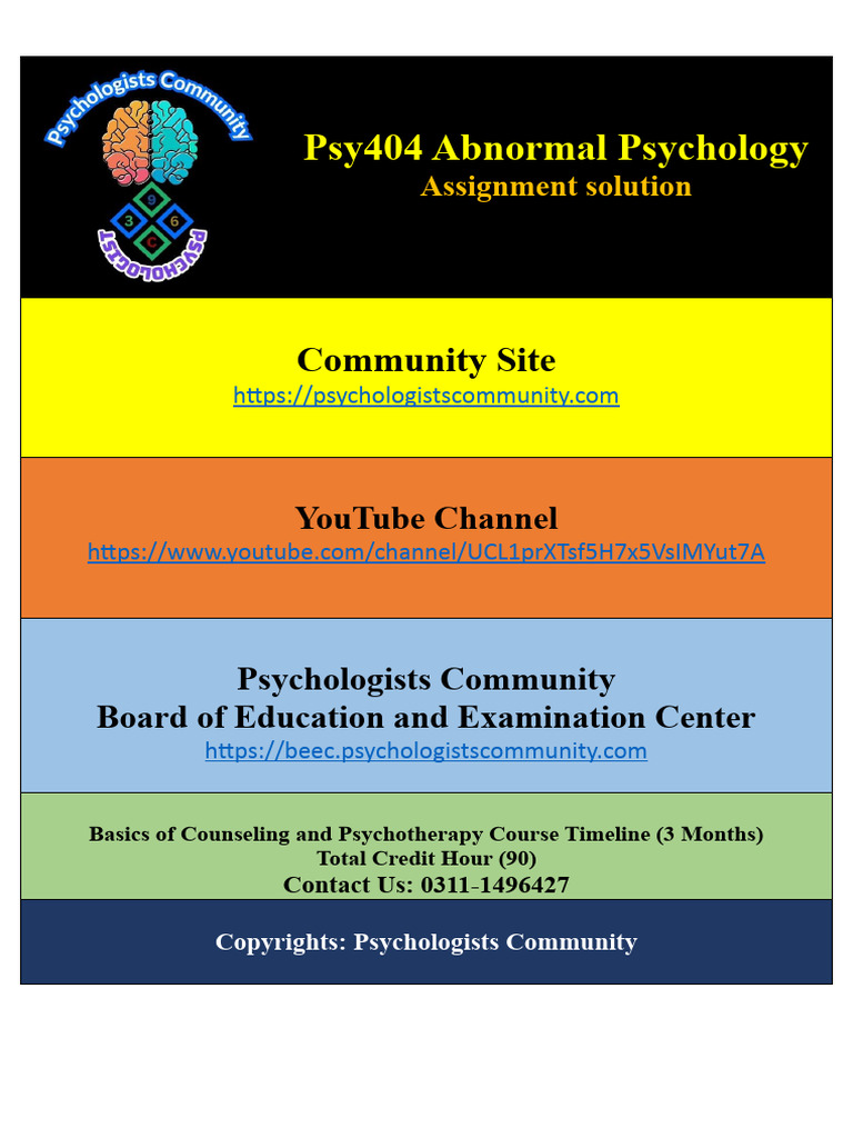 Psy401 Assignment Solution | PDF | Psychotherapy | Clinical Psychology