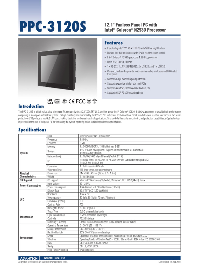 PPC-3120S панель PLC влаго золомера | PDF | Personal Computers | Central Processing Unit
