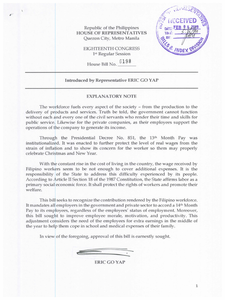 HB06198 - 14th Month Pay Bill | PDF