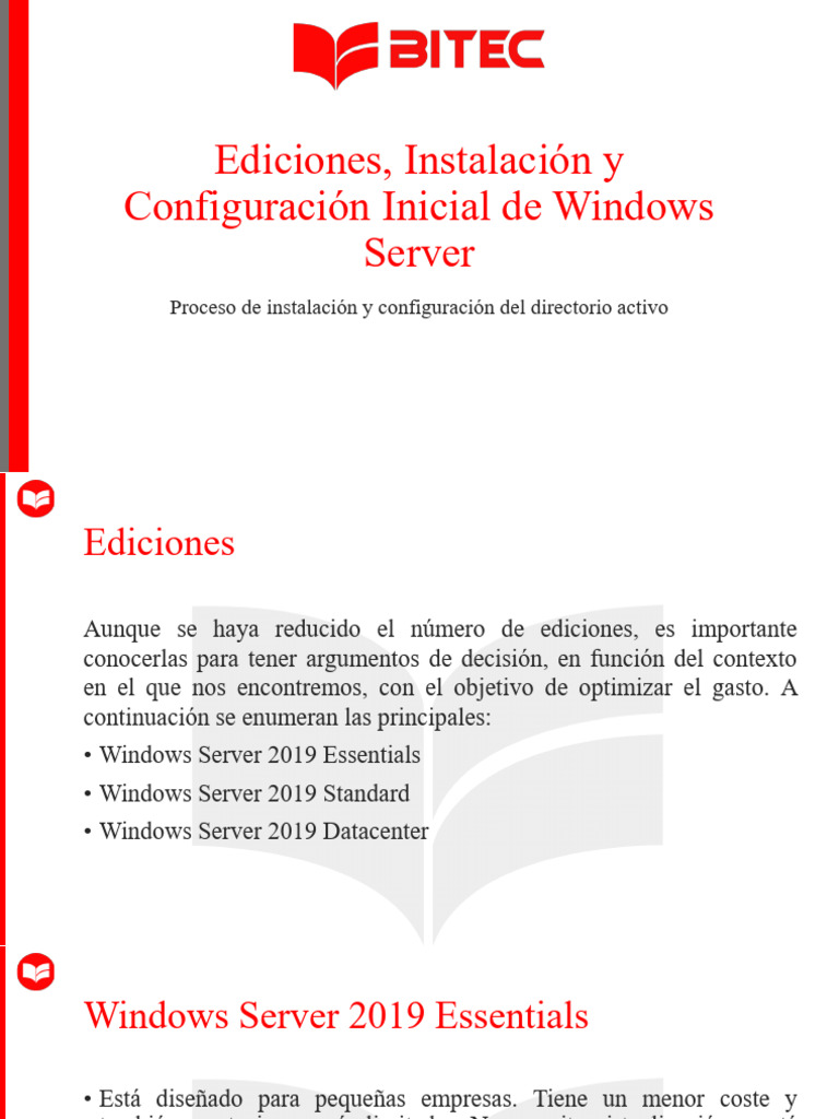 Ediciones de Windows Server | PDF | Directorio Activo | Usuario (informática)