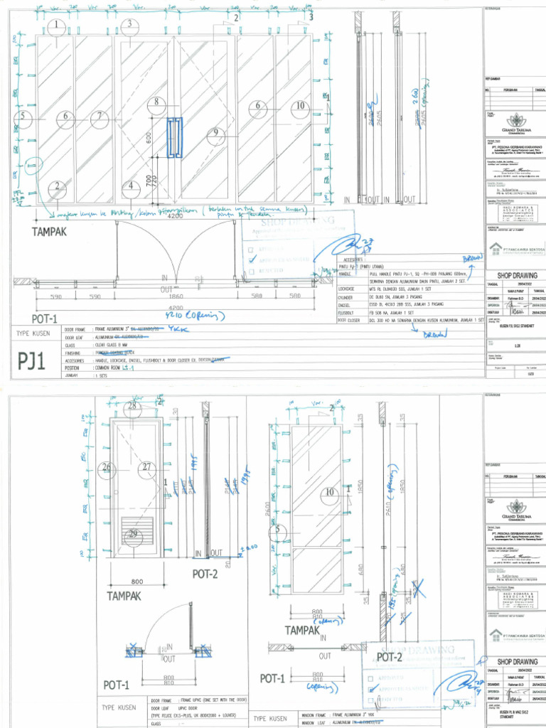 Contoh Shop drawing PWS Detail Kusen 5x12 Std | PDF