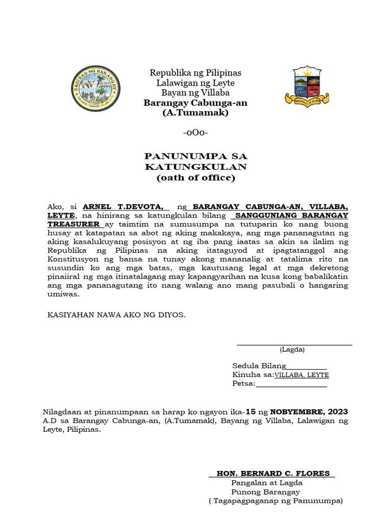 Panunumpa Sa Katungkulan | PDF