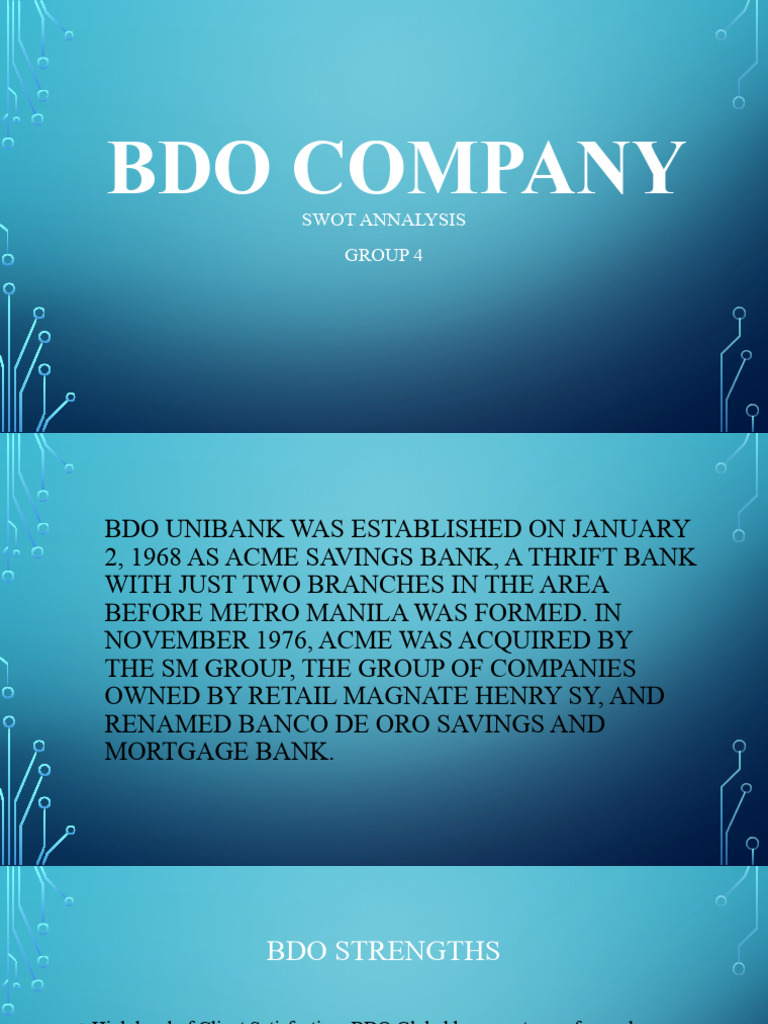 Swot Bdo Group 4 | PDF