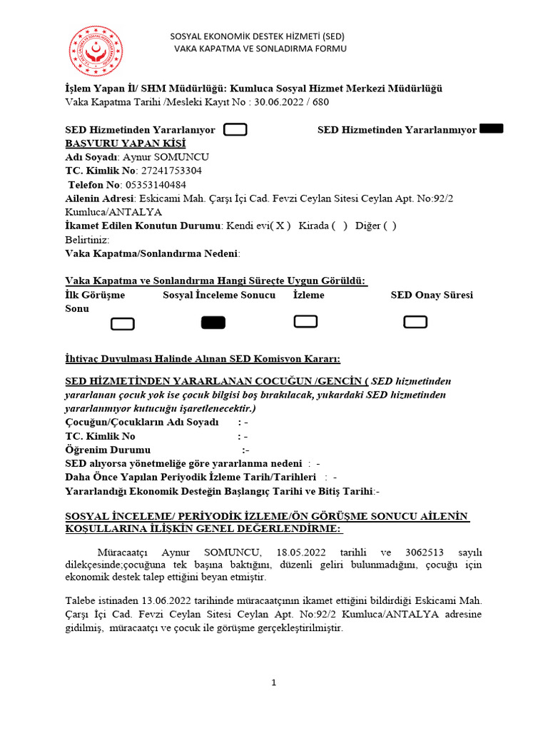 Aynur Somuncu Vaka Kapatma | PDF