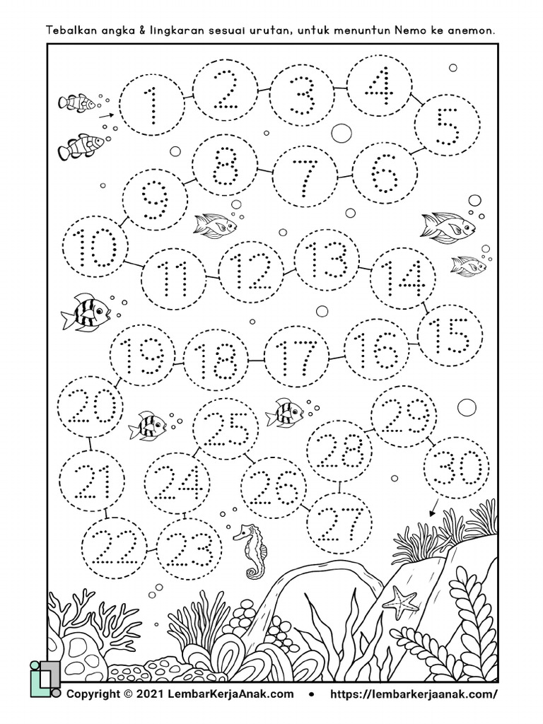 Belajar Menulis - Menebalkan Angka 06 | PDF