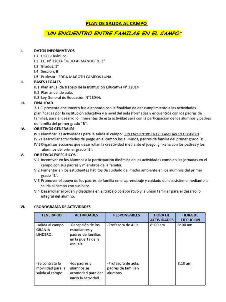 Plan de Paseo | PDF | Modificación de comportamiento | Aprendizaje