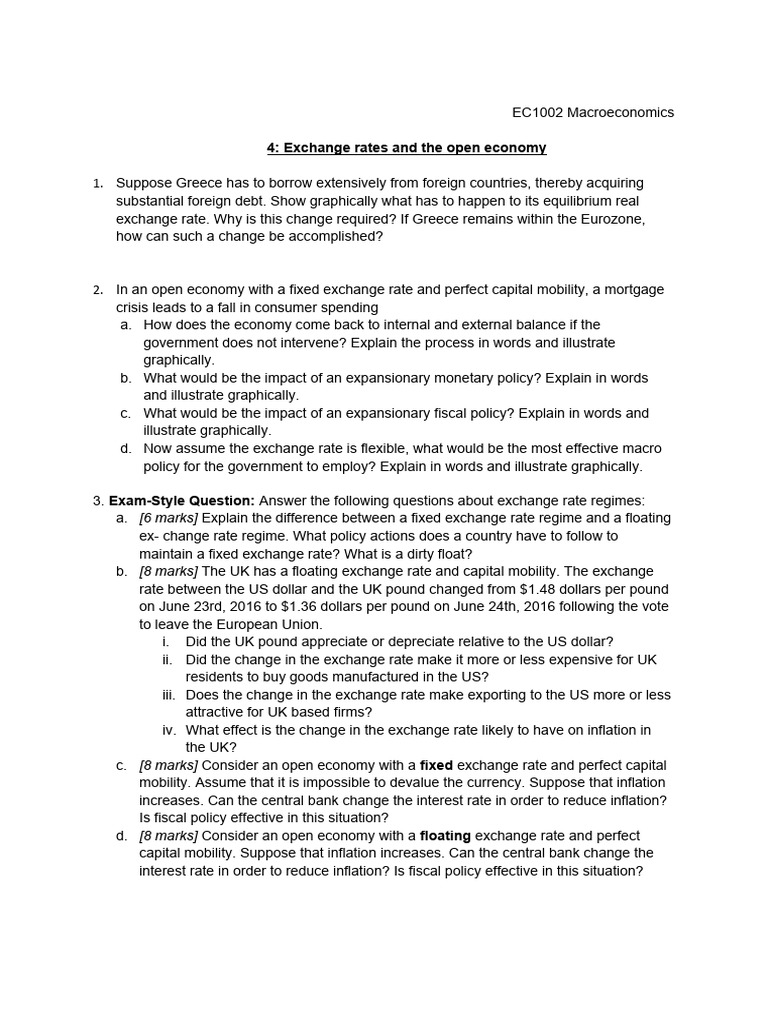 Ec 1002 Macroq 4 | PDF | Exchange Rate | Floating Exchange Rate