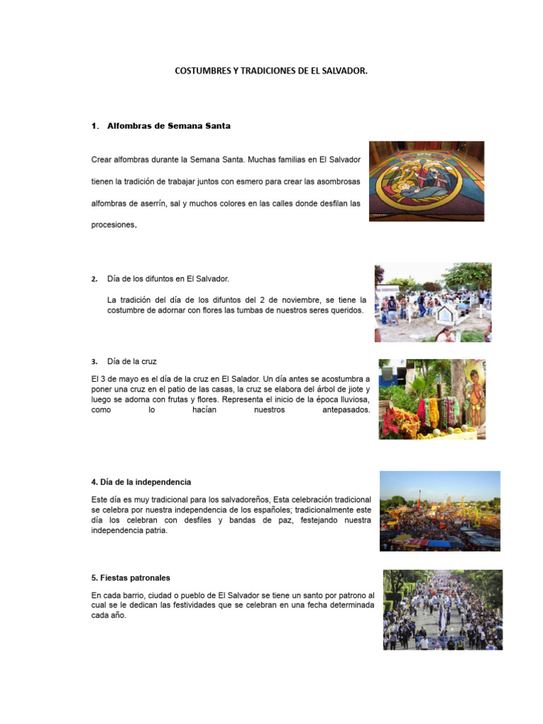 Costumbres y Tradiciones de El Salvador | PDF