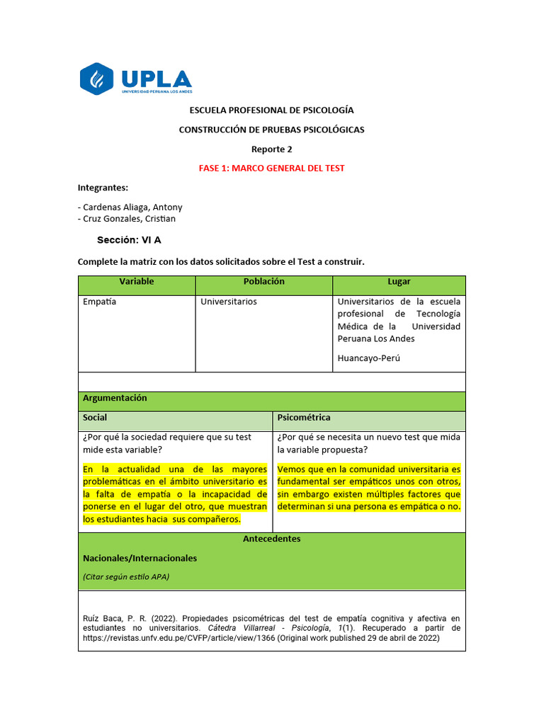 Reporte 2 CPP | PDF | Validez (Estadísticas) | Alfa de Cronbach Reporte 2 CPP | PDF | Validez (Estadísticas) | Alfa de Cronbach