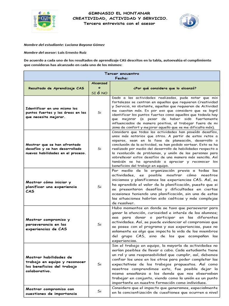 Tercera Entrevista Con El Asesor | PDF | Creatividad | Experiencia