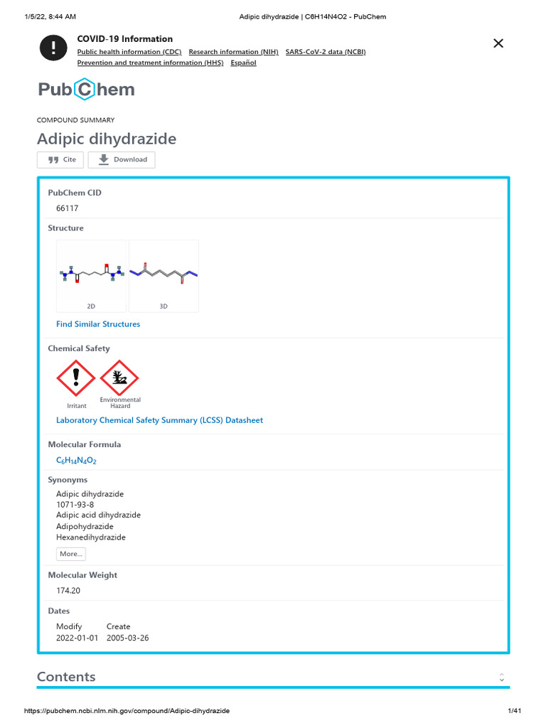 Adipic Dihydrazide Overview | PDF | Spectroscopy | Chemistry