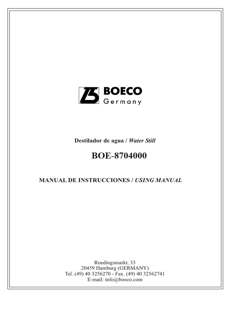DESTILADOR BOECO | PDF | Agua | Materiales