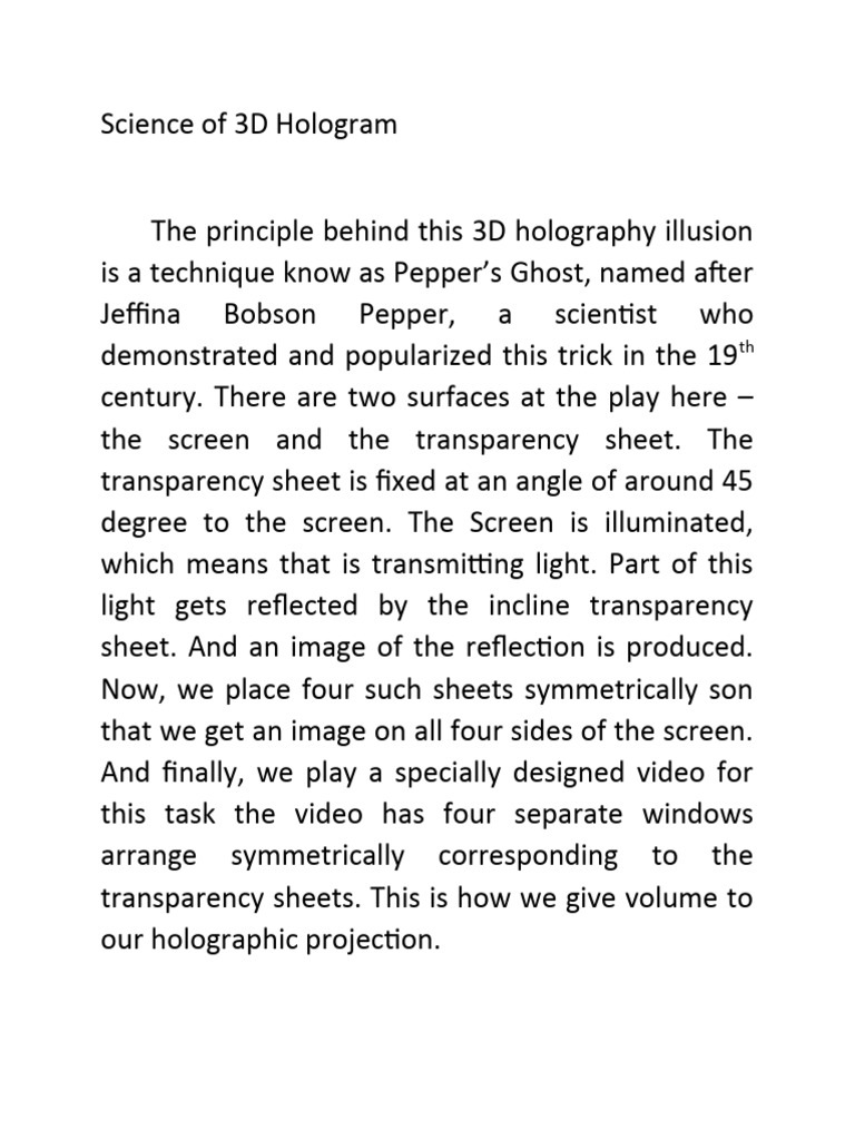 Science of 3D Hologram | PDF