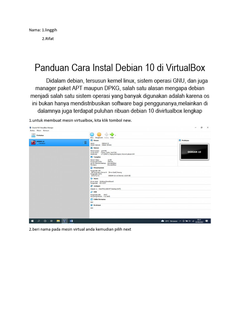 Instal Debian 10 di VirtualBox | PDF | Komputer