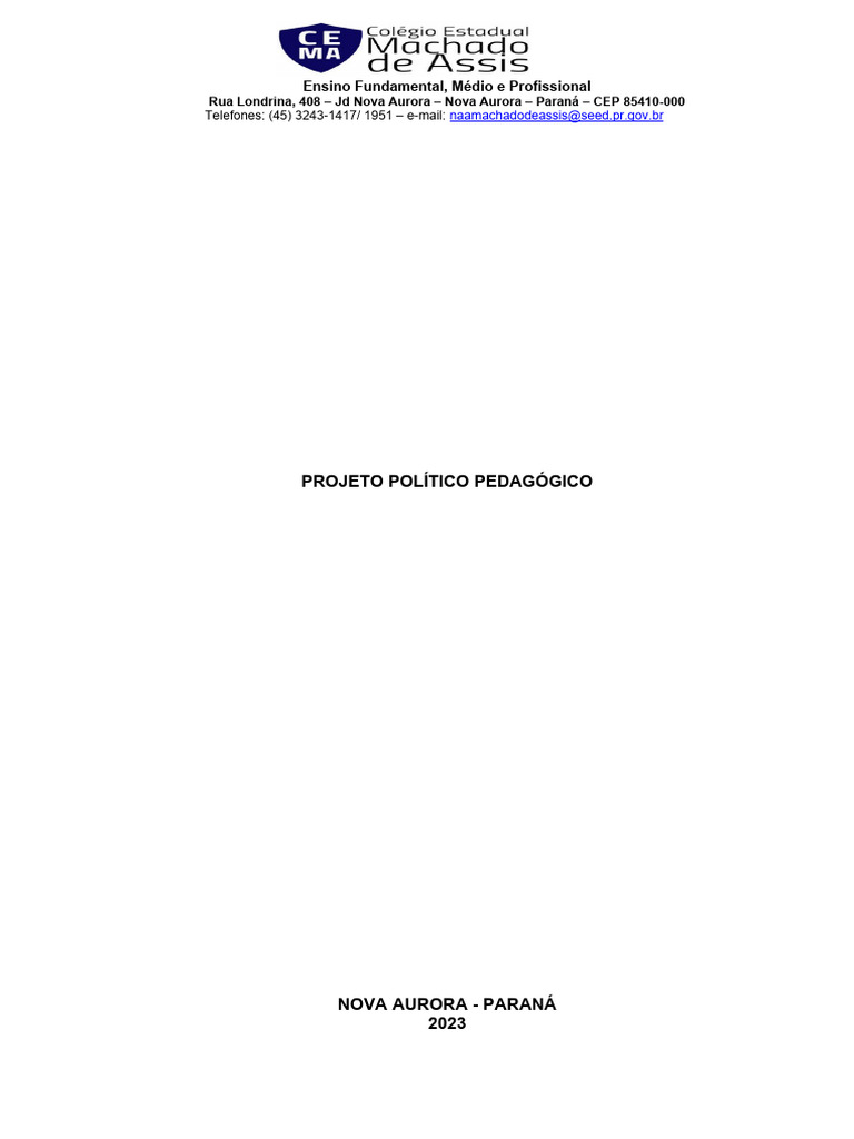 PPP 2023 | PDF | Pedagogia | Tecnologia educacional