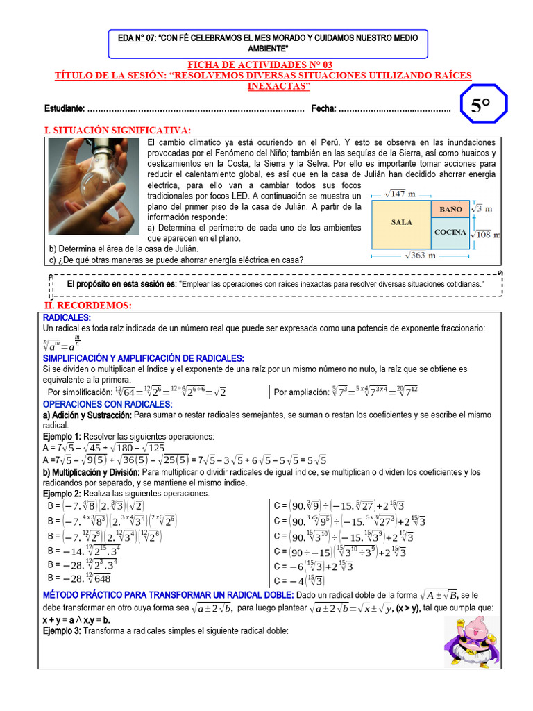 Solucion Ficha 3 - 5to - Eda7 | PDF | Matemáticas | Matemática Elemental