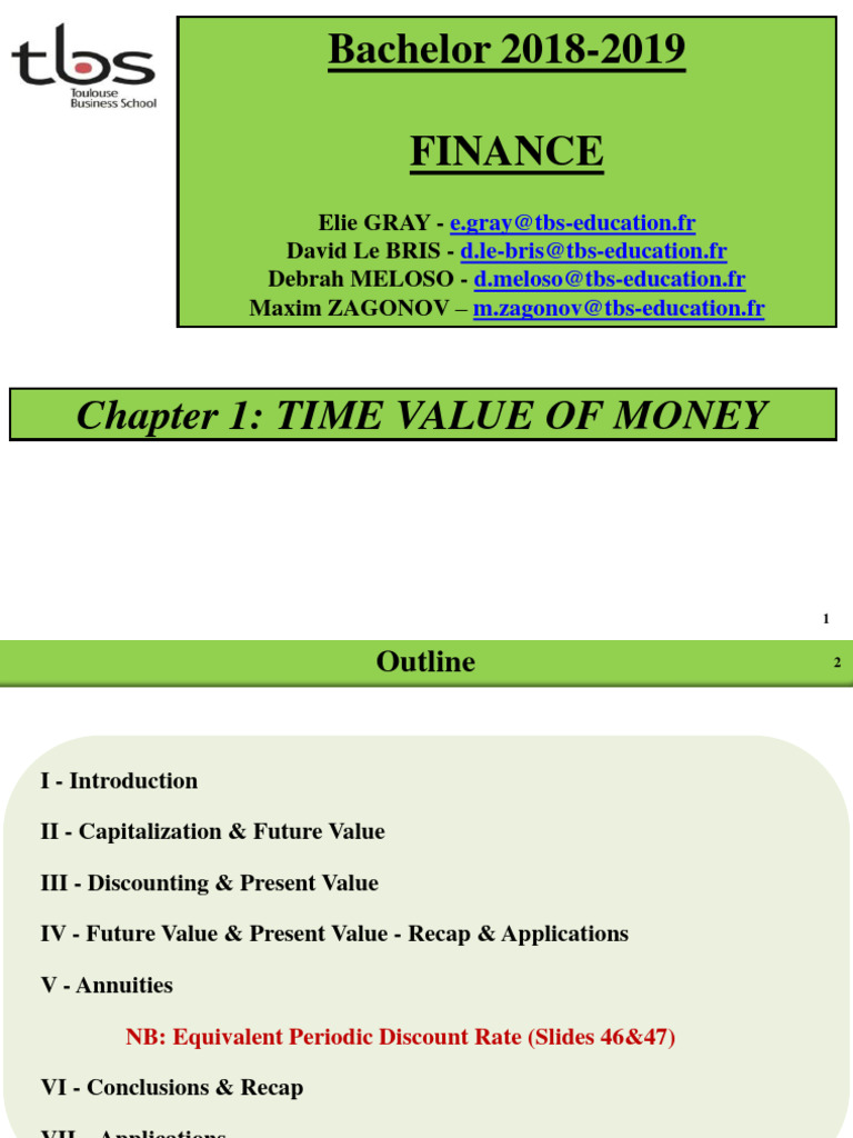 1 Ch1 - TimeValueofMoney - ForCampus | PDF | Present Value | Discounting