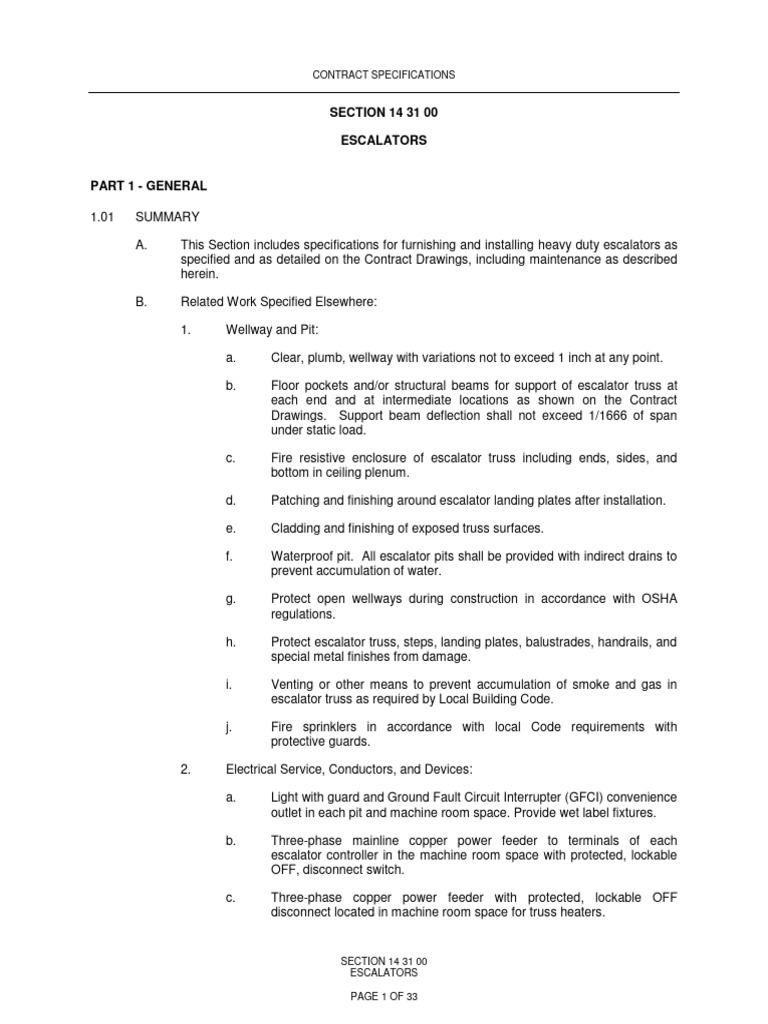 Escalator Specifications and Installation Guide | PDF | Escalator ...