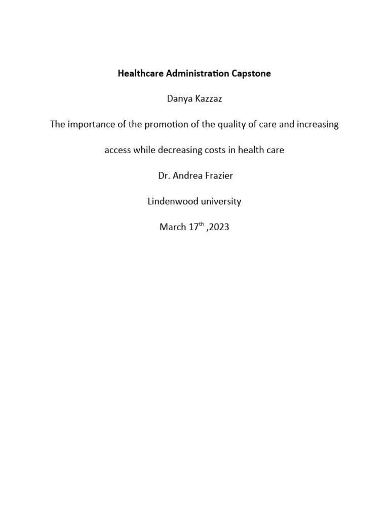 Healthcare Administration Capstone | PDF | Health Care | Health ...