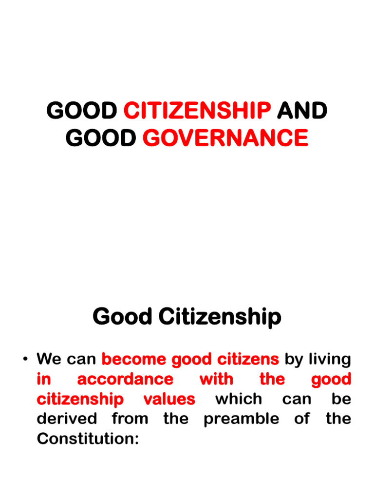 Principles of Good Citizenship & Governance | PDF | Governance ...