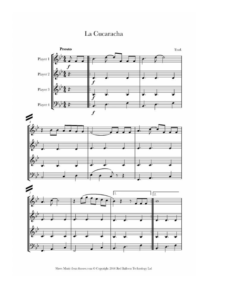 La Cucaracha (Mexico) Sheet Music | PDF