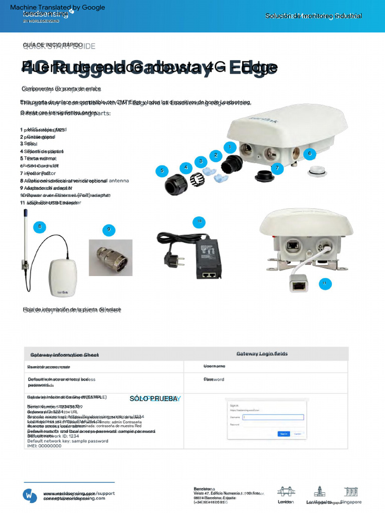 Configuración de Gateway Loadsensing 4G | PDF | Dirección IP | Tornillo