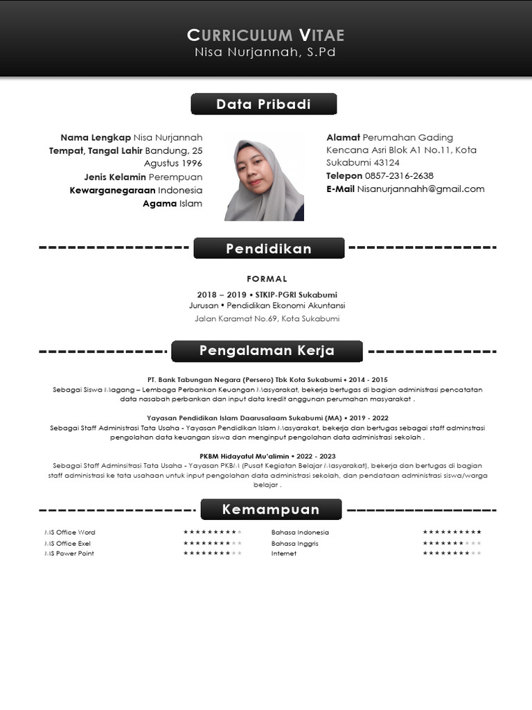 Curriculum Vitae (CV) Nisa | PDF