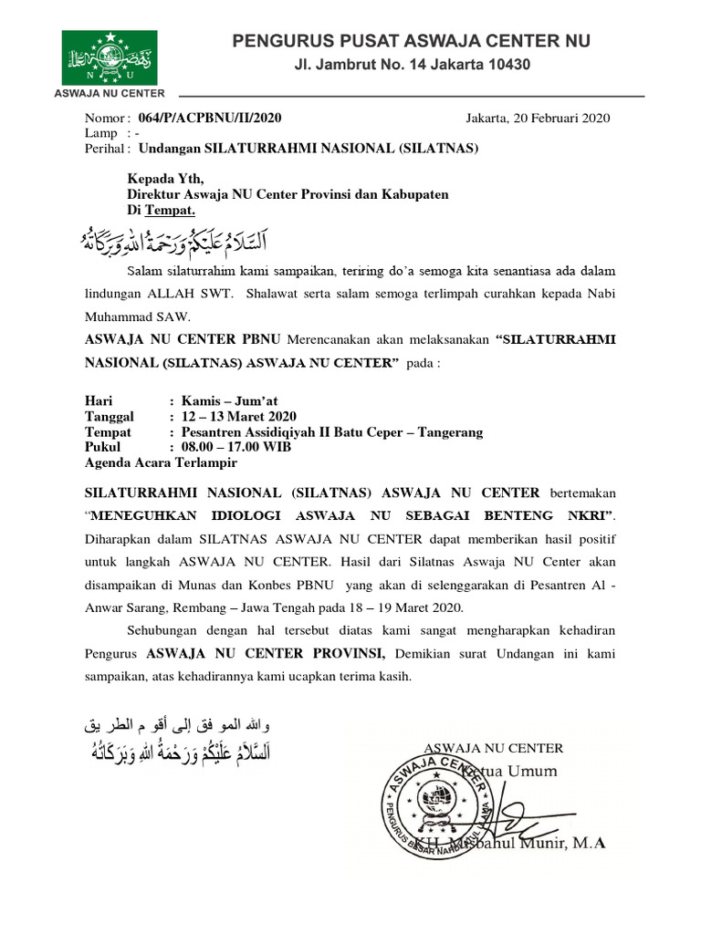 Und Silaturrahmi Nasional (Silatnas) Aswaja Nu Center PDF | PDF | Karier & Perkembangan
