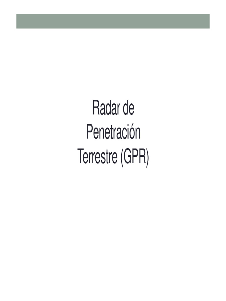 Radar de Penetración Terrestre (GPR) | PDF | Filtro electronico | Frecuencia