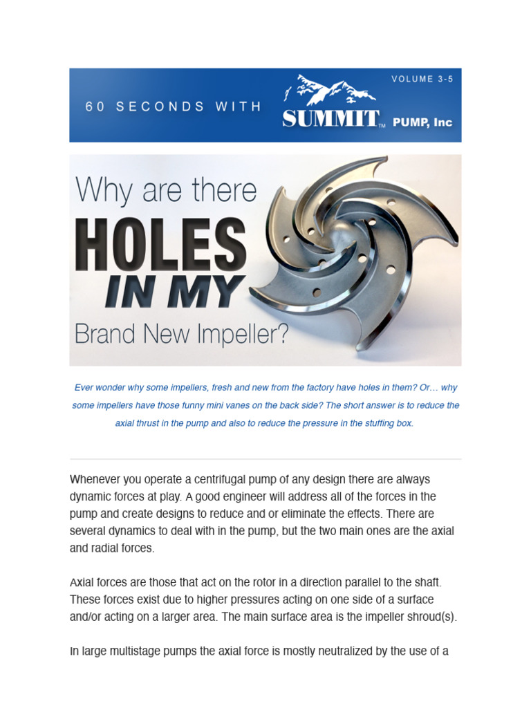Why Are There Holes in My Brand New Impeller | PDF | Pump | Fluid Dynamics