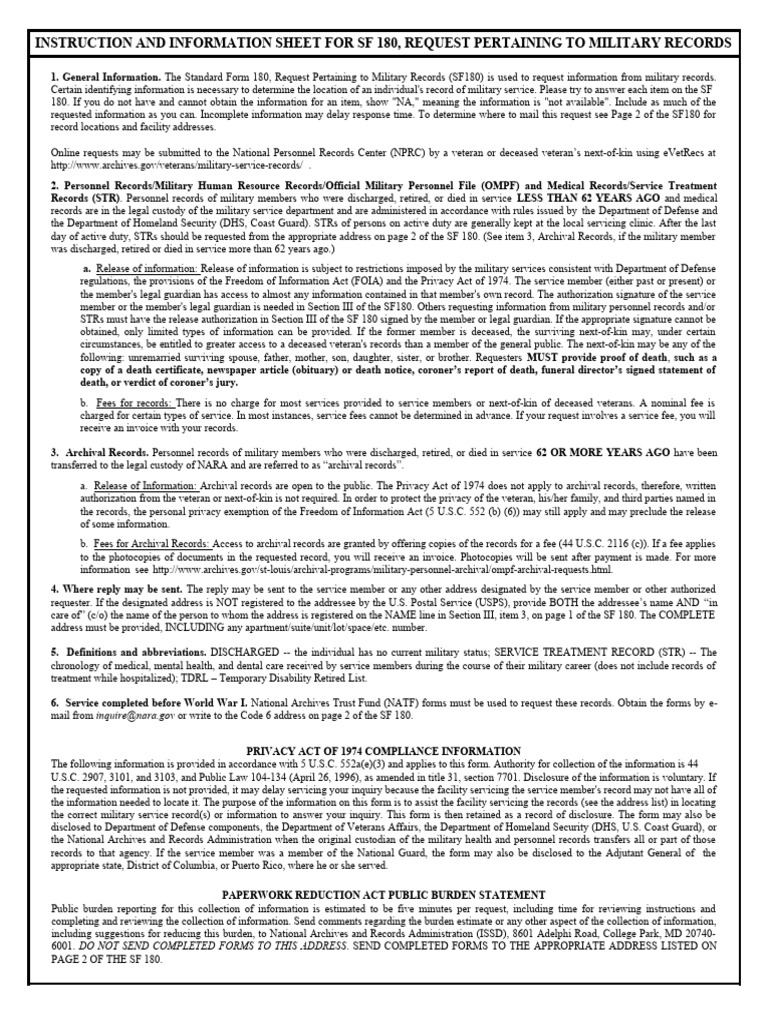 SF 180 | PDF | Government | Justice