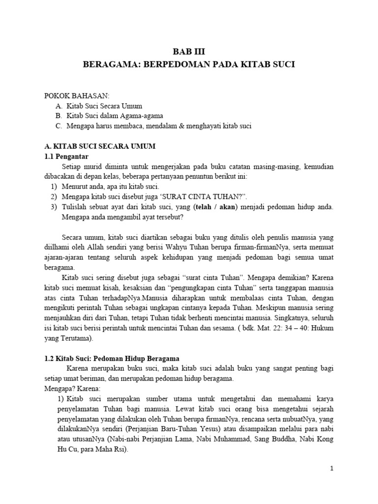 Bab. Iii. Pedoman Hidup Beragama (Kitab Suci) PDF | PDF | Ilmu Sosial ...