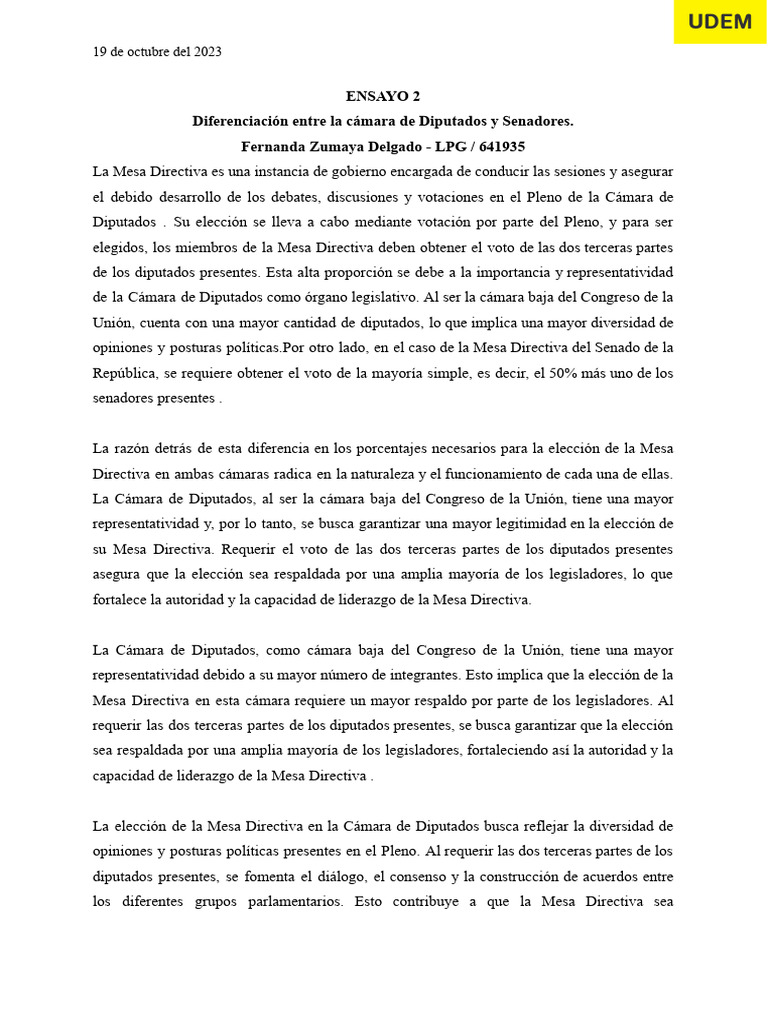 Ensayo 2 | PDF | Legislador | Votación