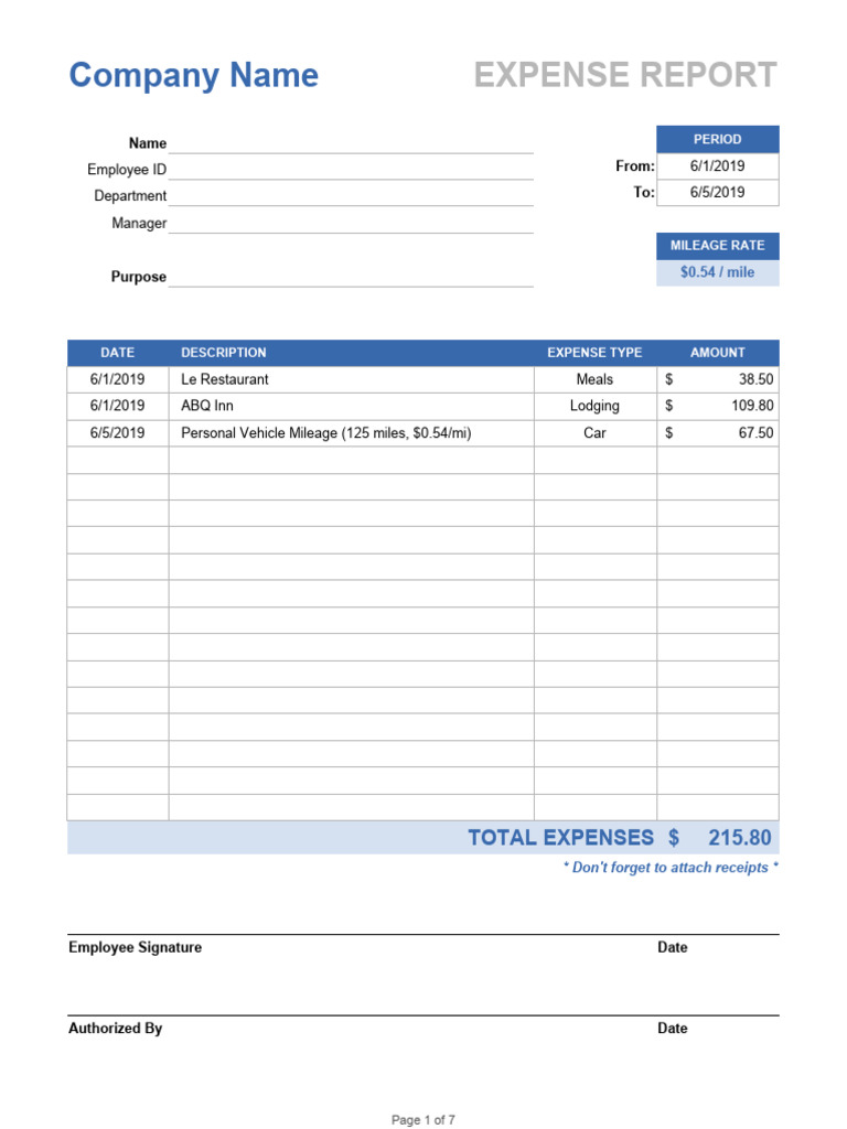 Simple Expense Report | PDF