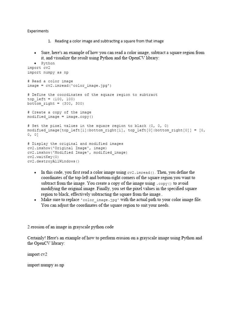 CV Lab Experiments | PDF | Applied Mathematics | Computer Science