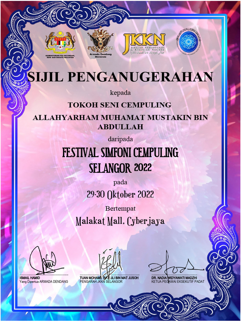 Sijil Penganugerahan-Tokoh | PDF
