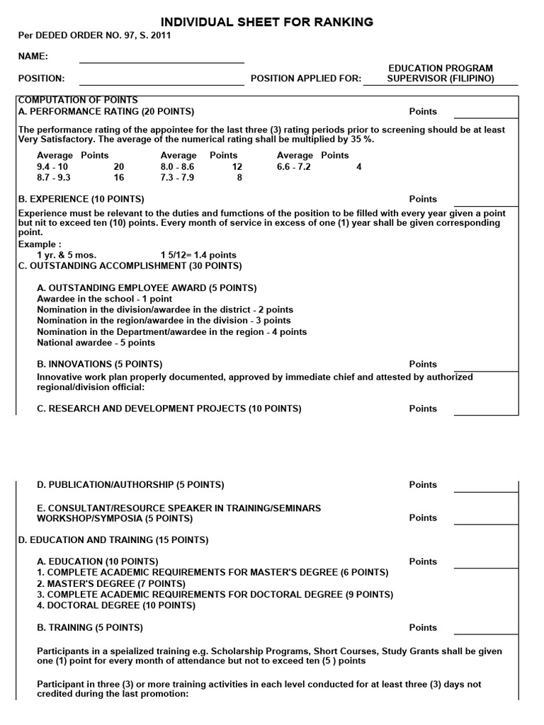 Deliberation Sheet - With Master Teacher | PDF | Psychological ...